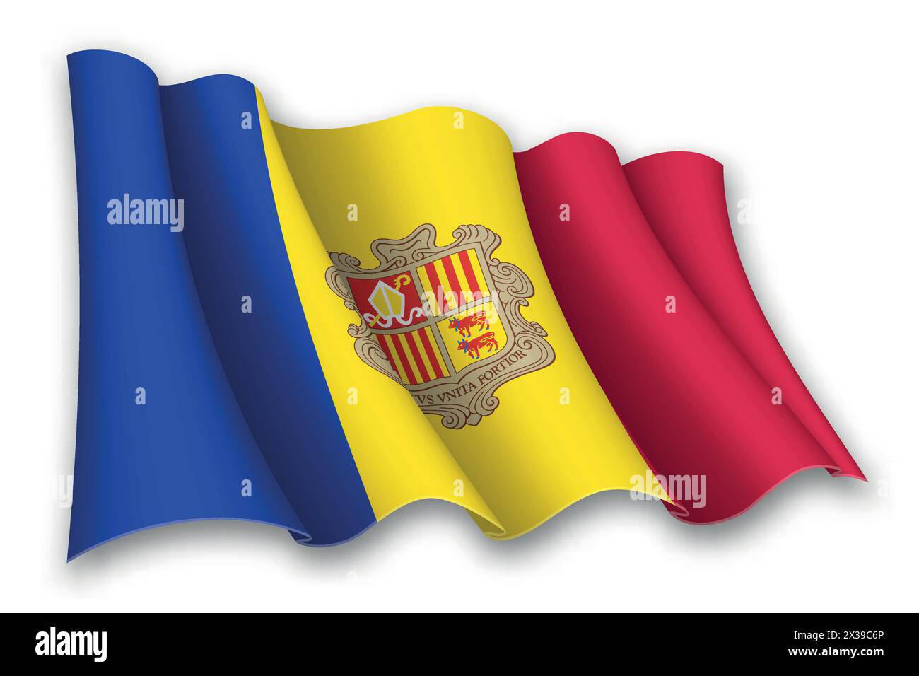 Realistic waving flag of Andorra isolated on white background Stock ...