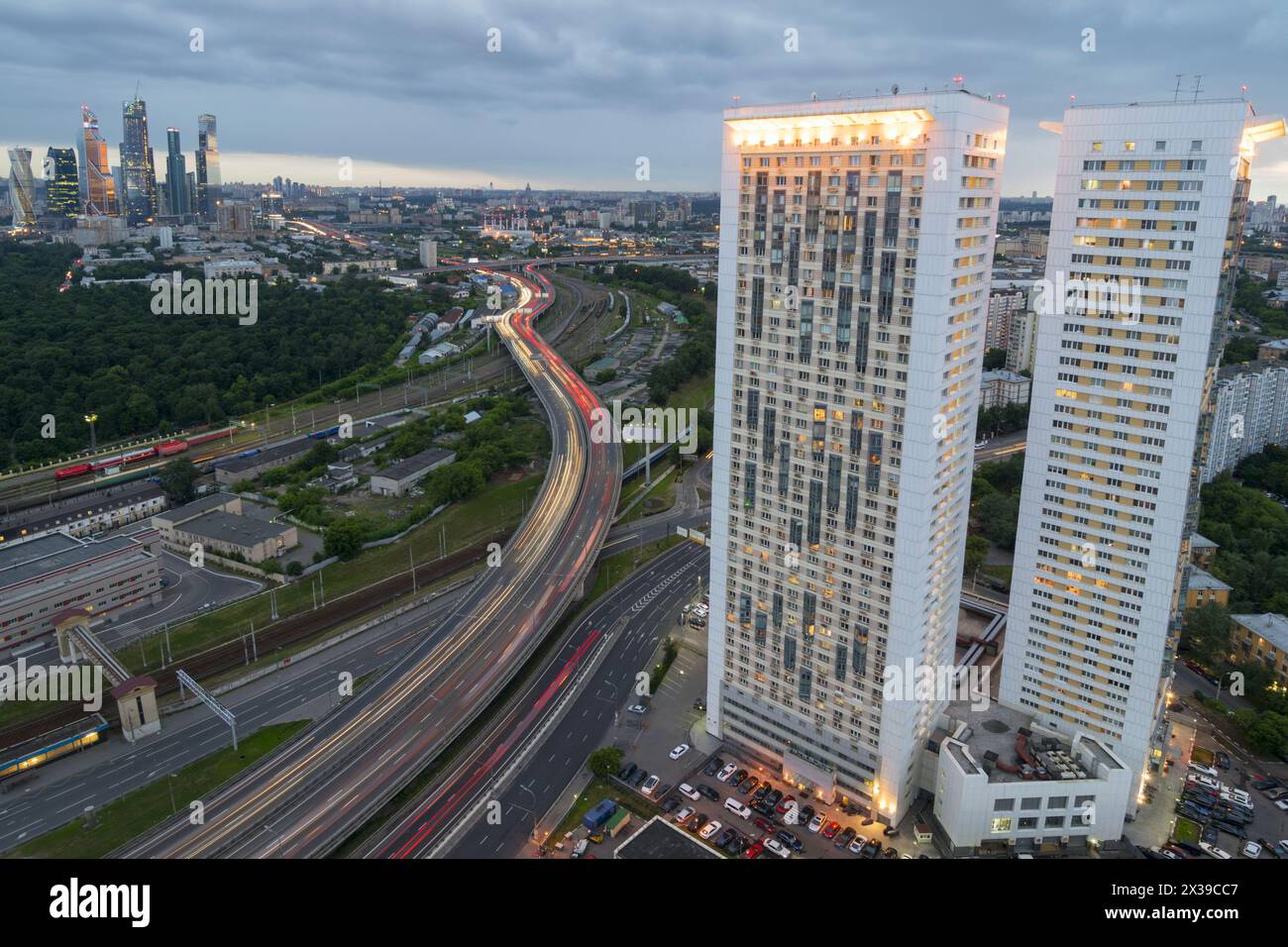 MOSCOW, RUSSIA - JUL 8, 2016: Building on Begovaya street, highway ...