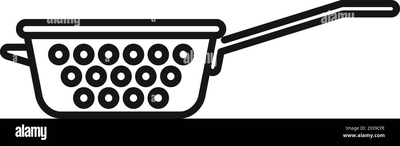 Colander pot icon outline vector. Drain object. Metallic element ...