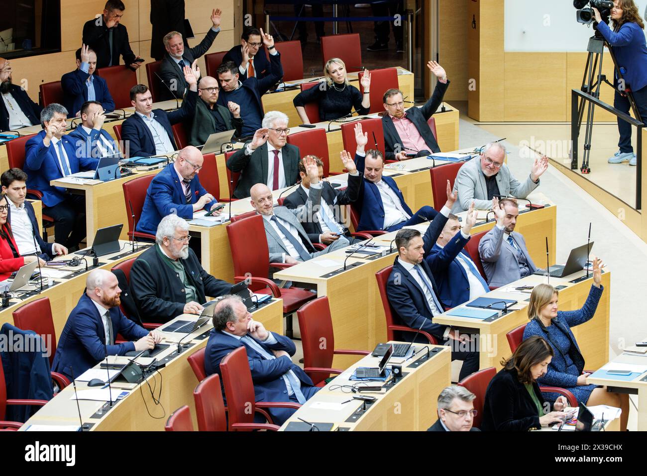 Munich, Germany. 25th Apr, 2024. Members of the AfD parliamentary group ...