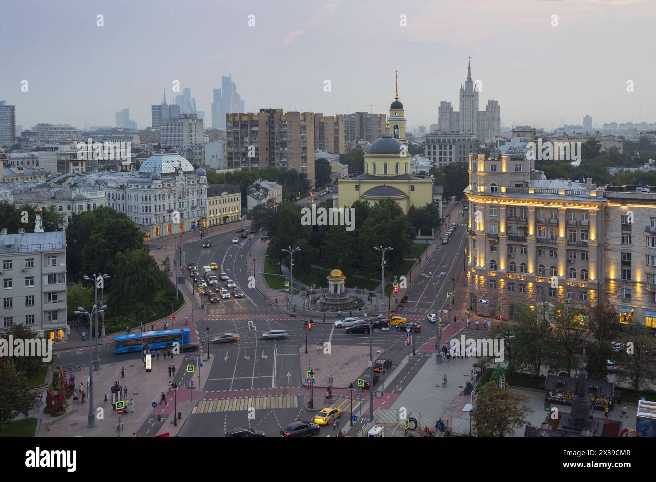 Church of Ascension of Lord near Nikitsky Gate in Moscow at evening ...