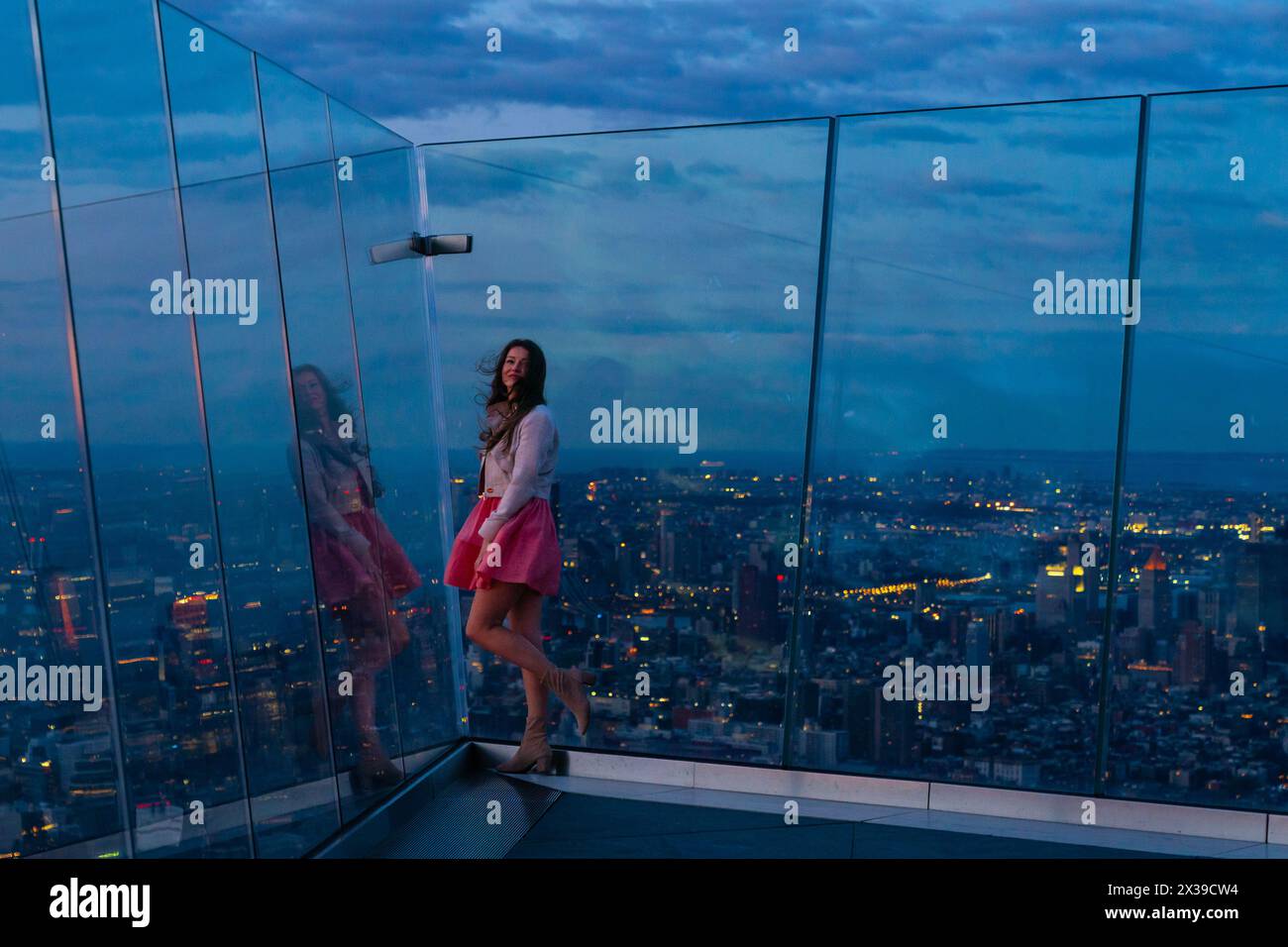 Influencer seen during view of sunrise at the Edge observation deck in ...