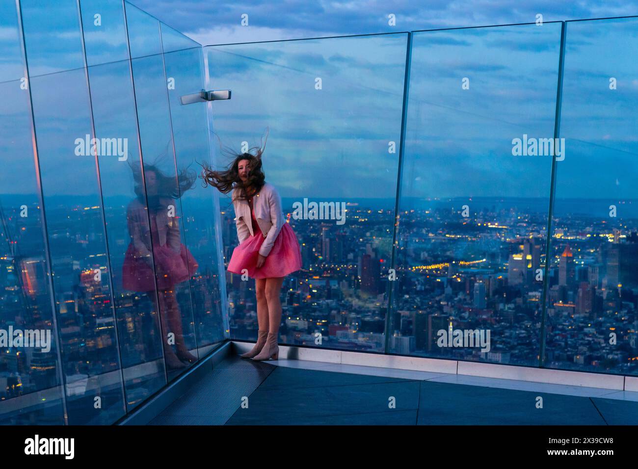 Influencer seen during view of sunrise at the Edge observation deck in ...