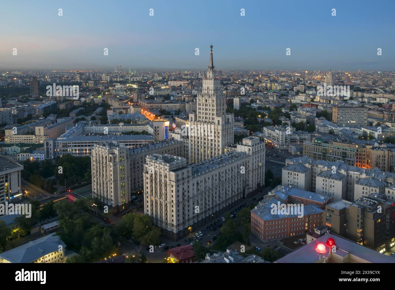 Red Gate Building (Stalin skyscraper) at morning in Moscow, Russia ...