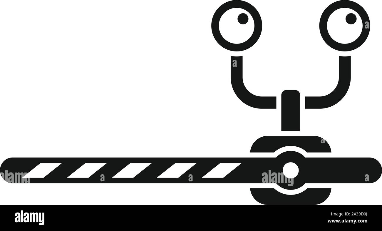 Closed railway crossing barrier with lights icon simple vector. Warm ... Closed railway crossing barrier with lights icon simple vector. Warm ...