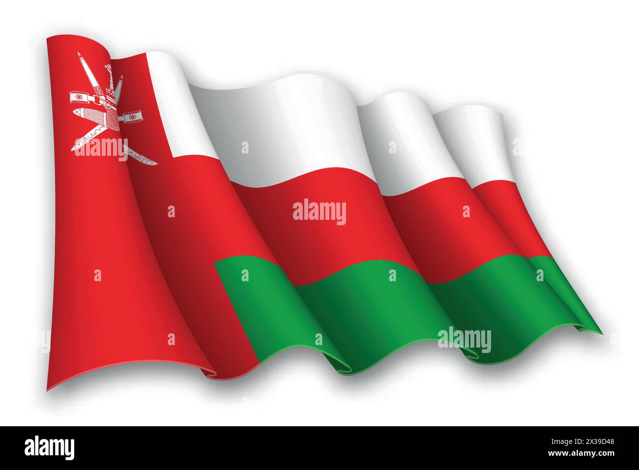Realistic waving flag of Oman isolated on white background Stock Vector ...