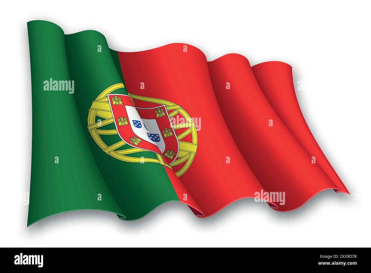 Realistic waving flag of Portugal isolated on white background Stock ...