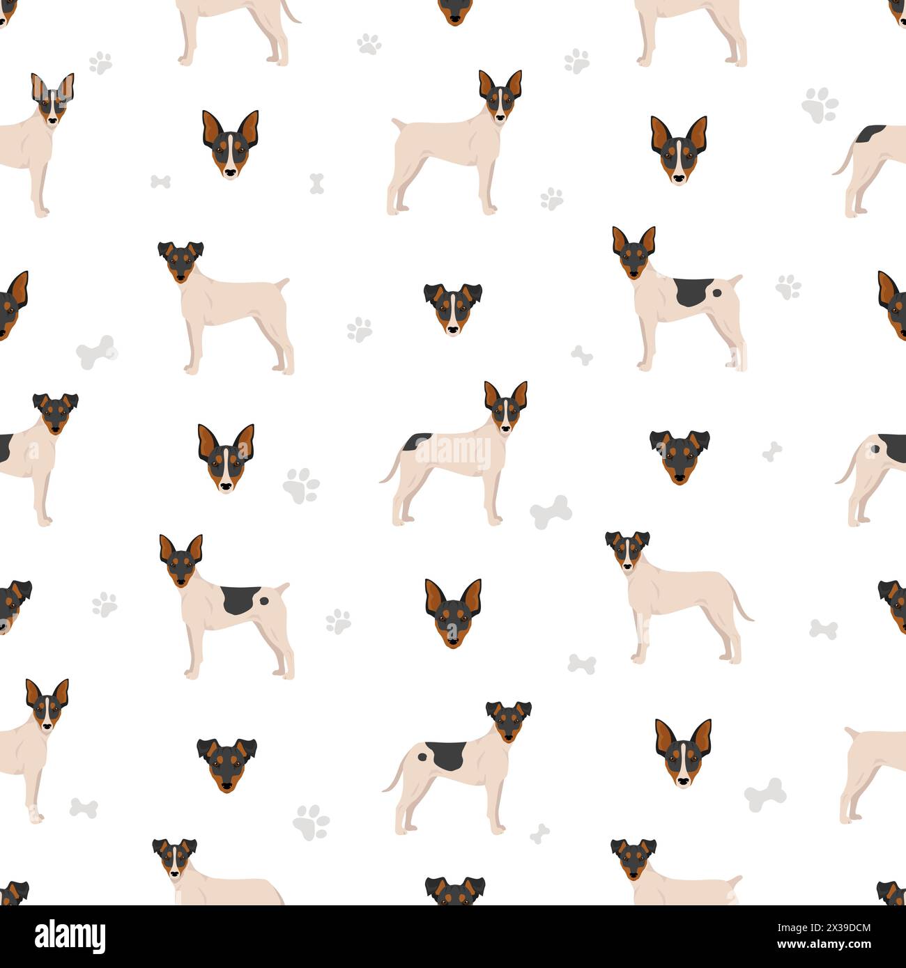 Andalusian Wine-cellar rat hunting dog seamless pattern. Different ...