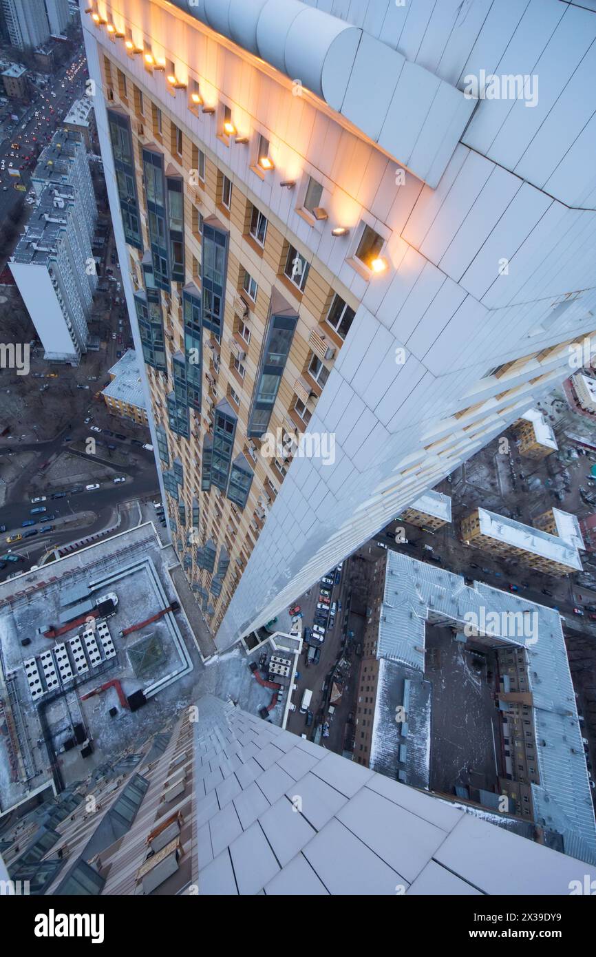 MOSCOW, RUSSIA - DEC 30, 2014: Building on Begovaya street, top view ...