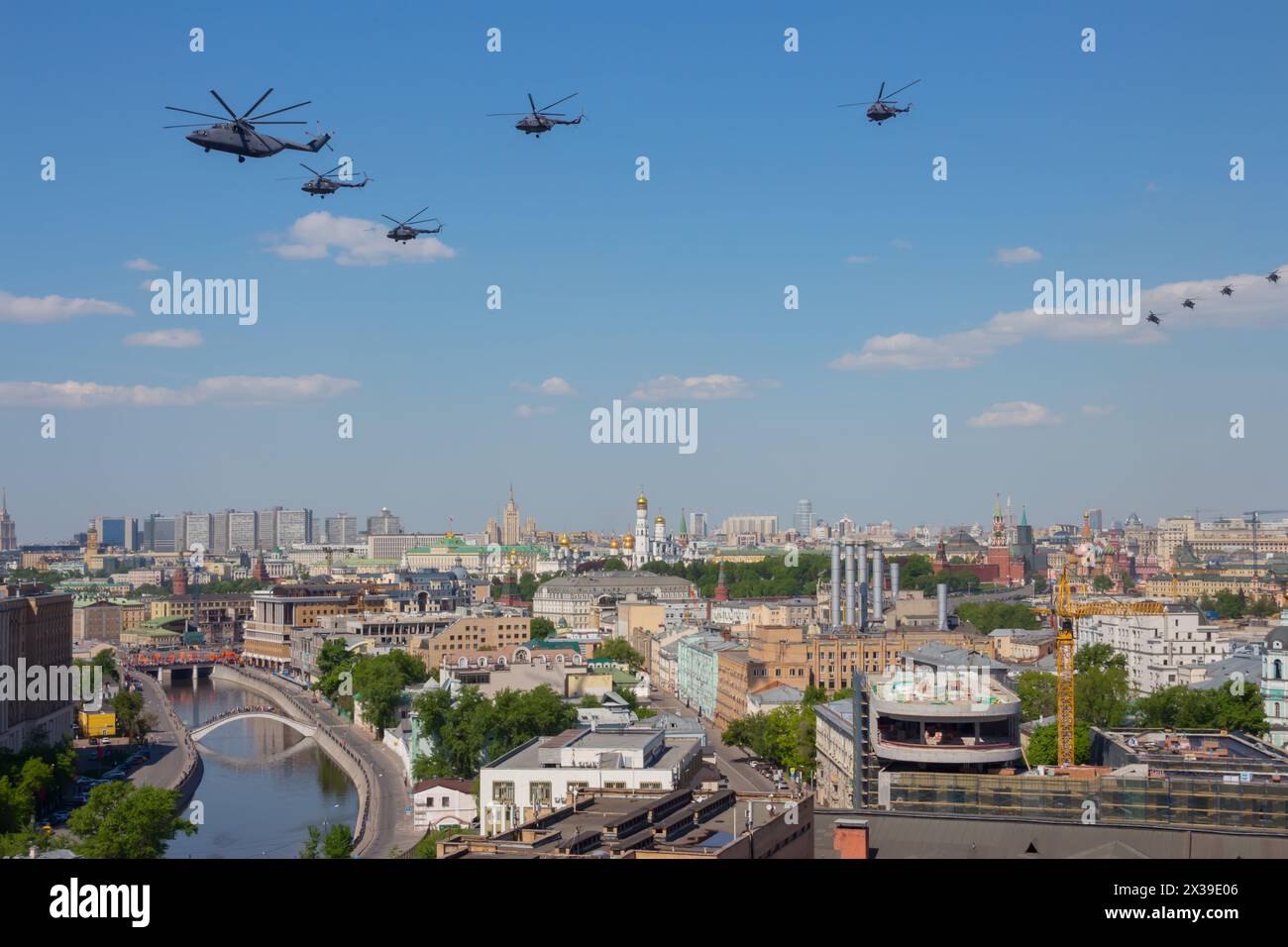Helicopters fly during military parade on anniversary of Victory in ...