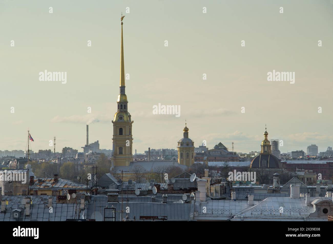 Peter-Pavel Fortress building among roofs of other buildings in St ...