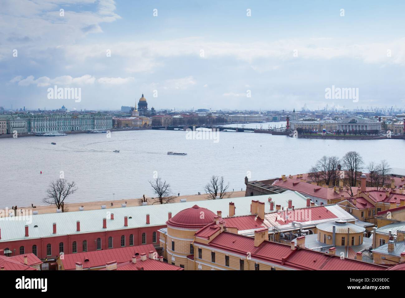 River Neva and Big Palace Bridge in spring day in St. Petersburg ...