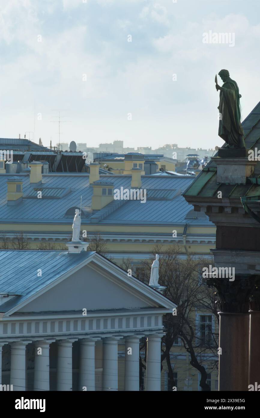 Sculpture of Apostle Bartholomew on roof of St. Isaac Cathedral and ...