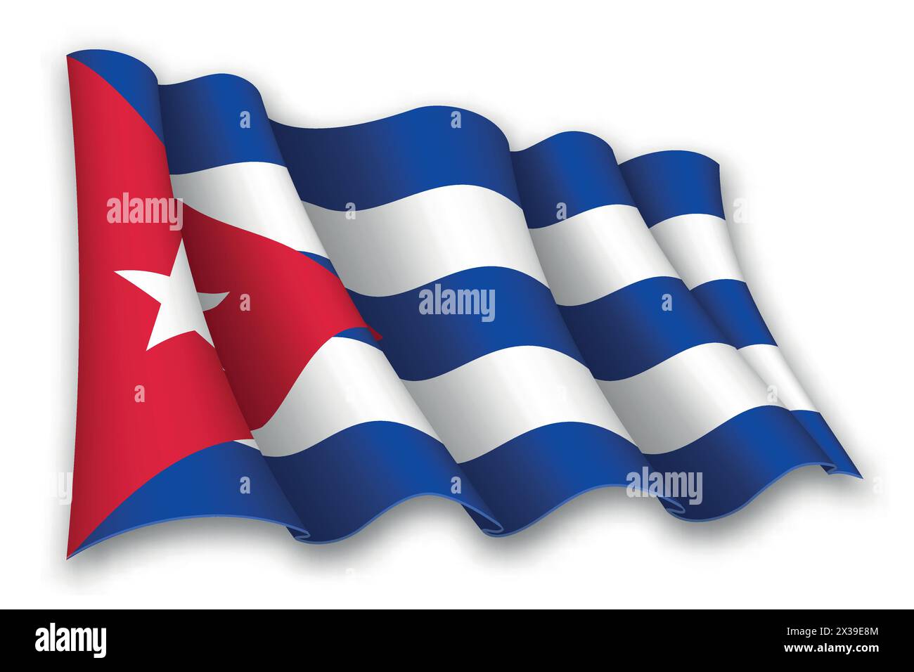 Realistic waving flag of Cuba isolated on white background Stock Vector ...