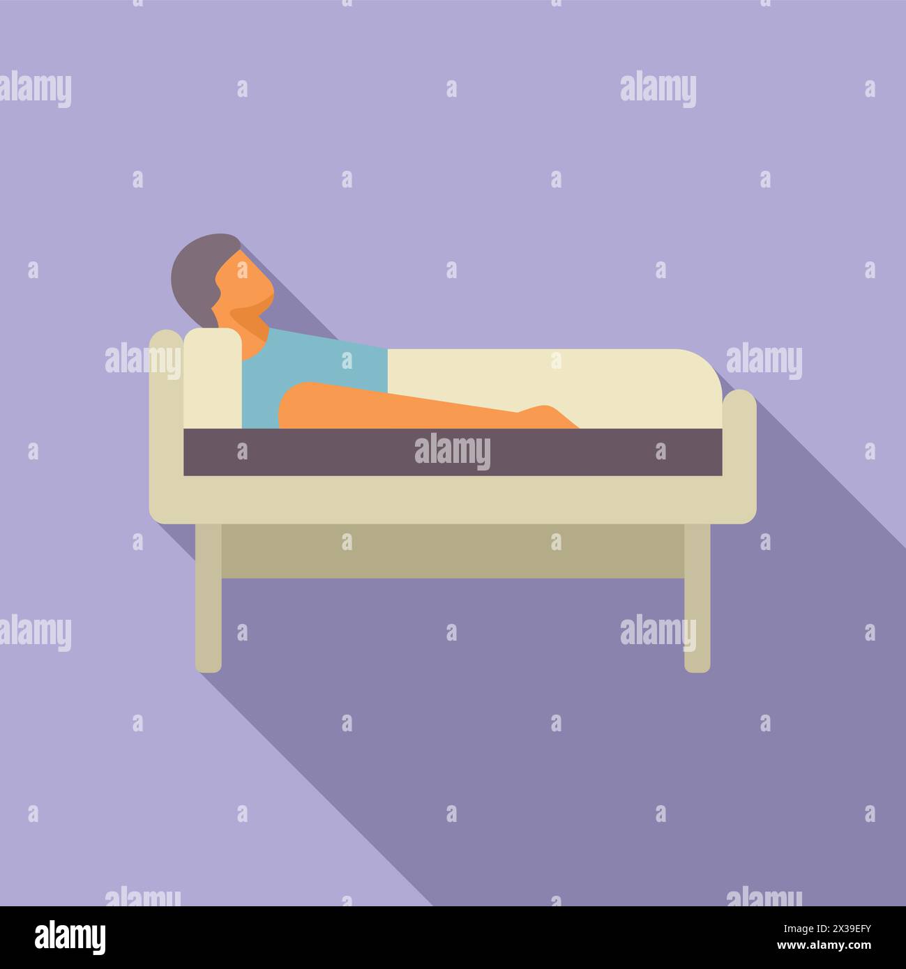 Person at hospital bed icon flat vector. Health patient. Emergency help ...