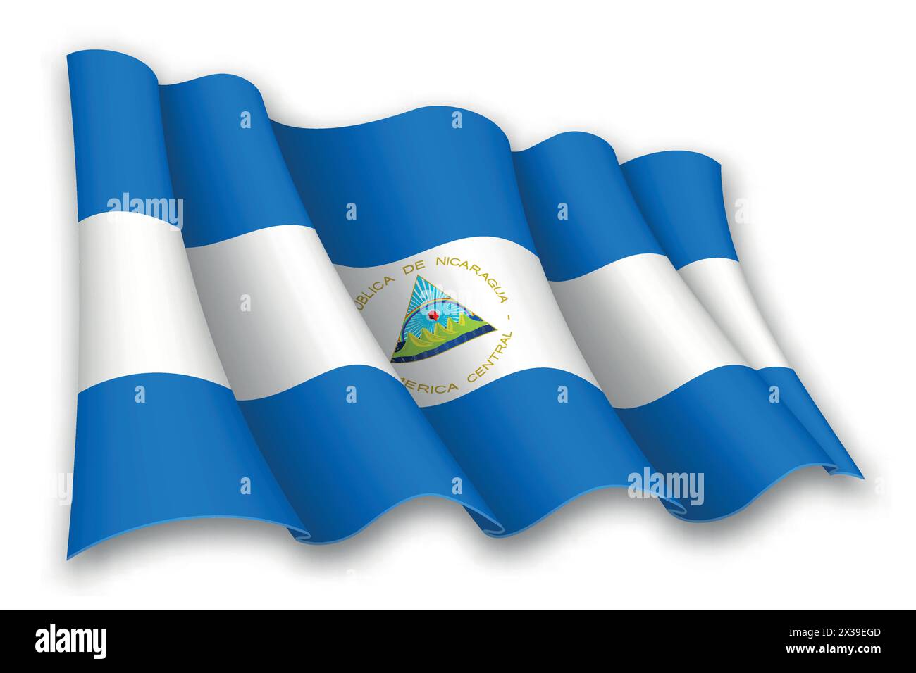 Realistic waving flag of Nicaragua isolated on white background Stock Vector Image & Art - Alamy