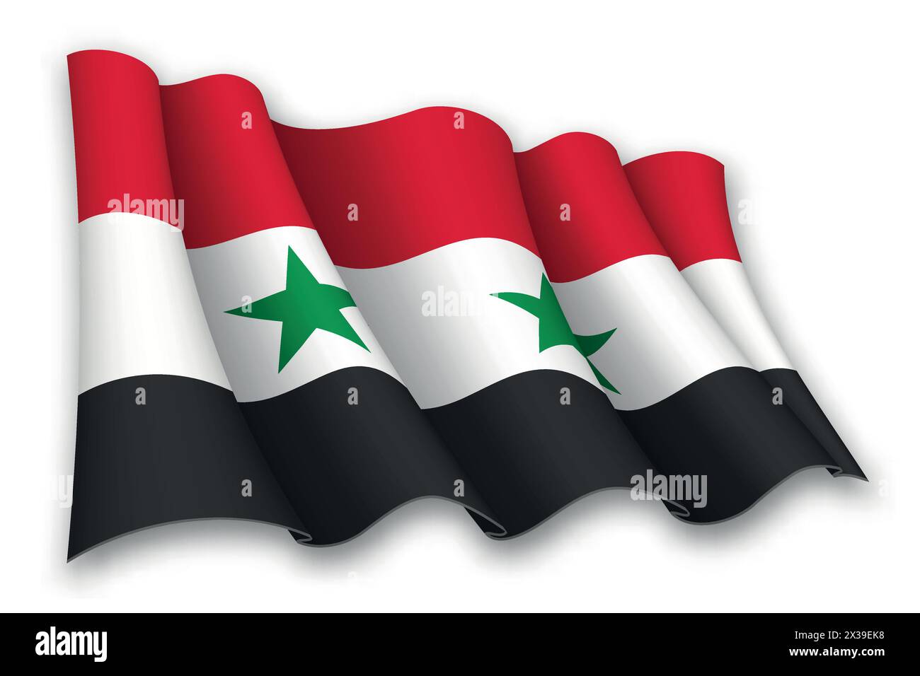 Realistic waving flag of Syria isolated on white background Stock ...