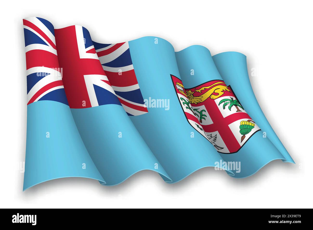 Realistic waving flag of Fiji isolated on white background Stock Vector Image & Art - Alamy