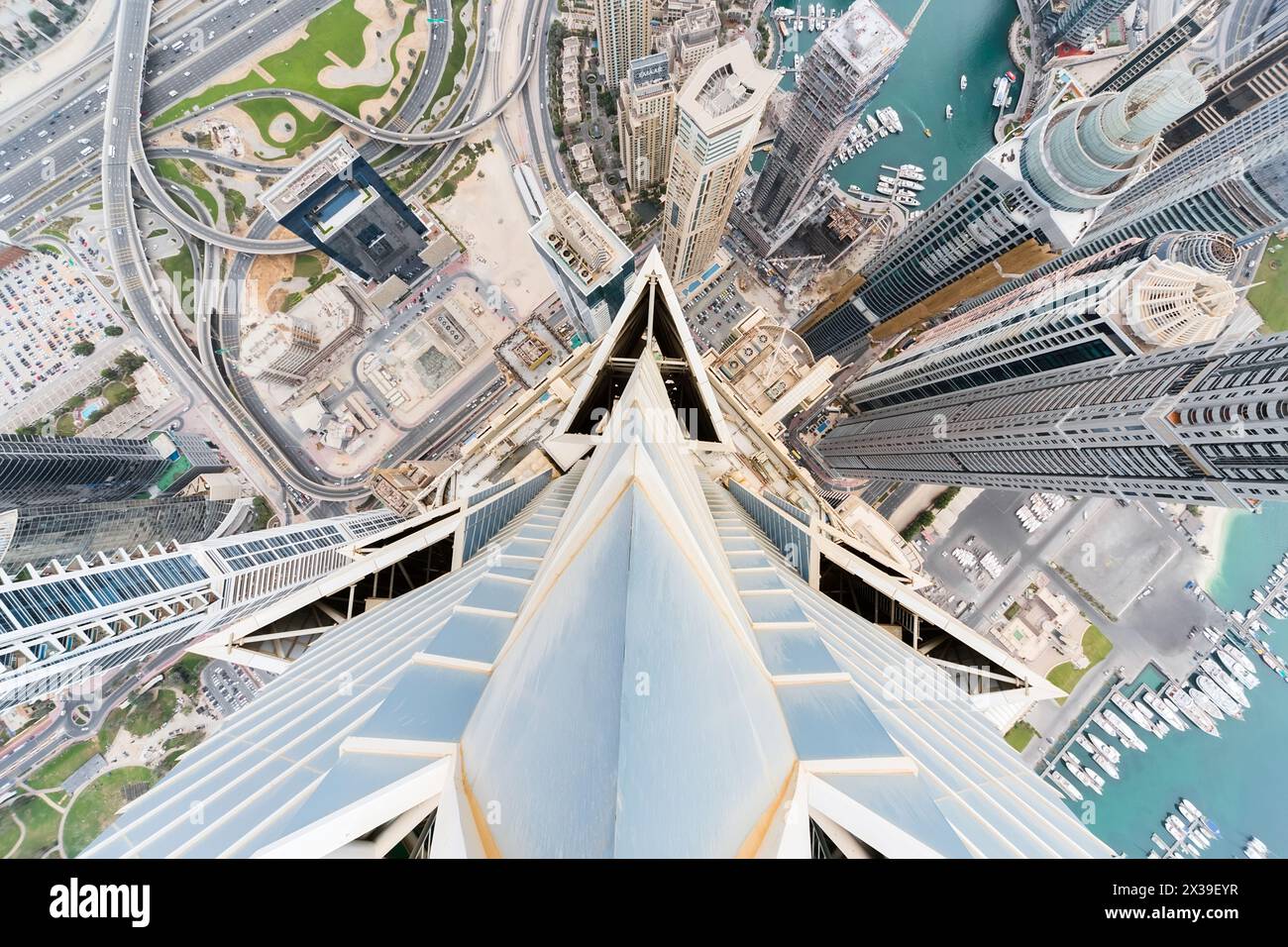 DUBAI, UAE - JAN 15, 2017: Top view of Marina 101 in Dubai Marina area ...