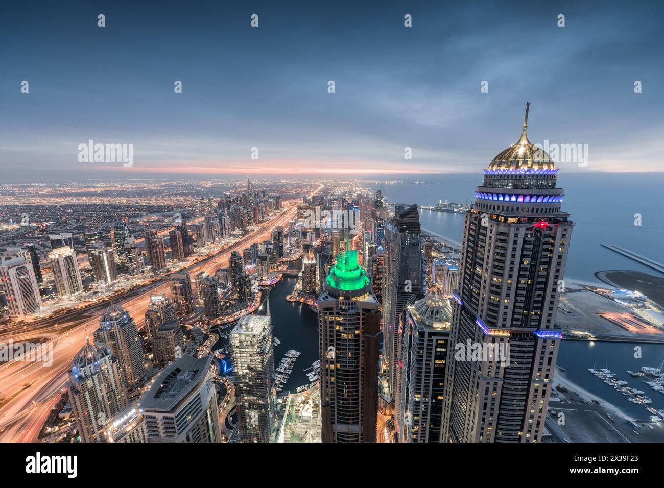 DUBAI, UAE - JAN 15, 2017: Princess tower and Dubai Marina, height of ...