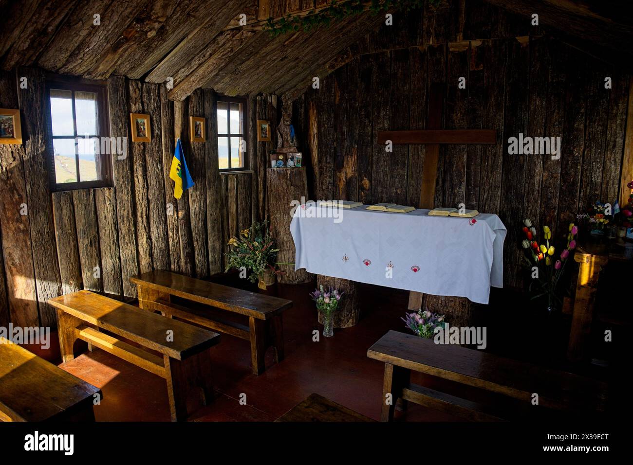 The interior of the Stella-Maris Chapel on Cape Horn. The Cape was ...