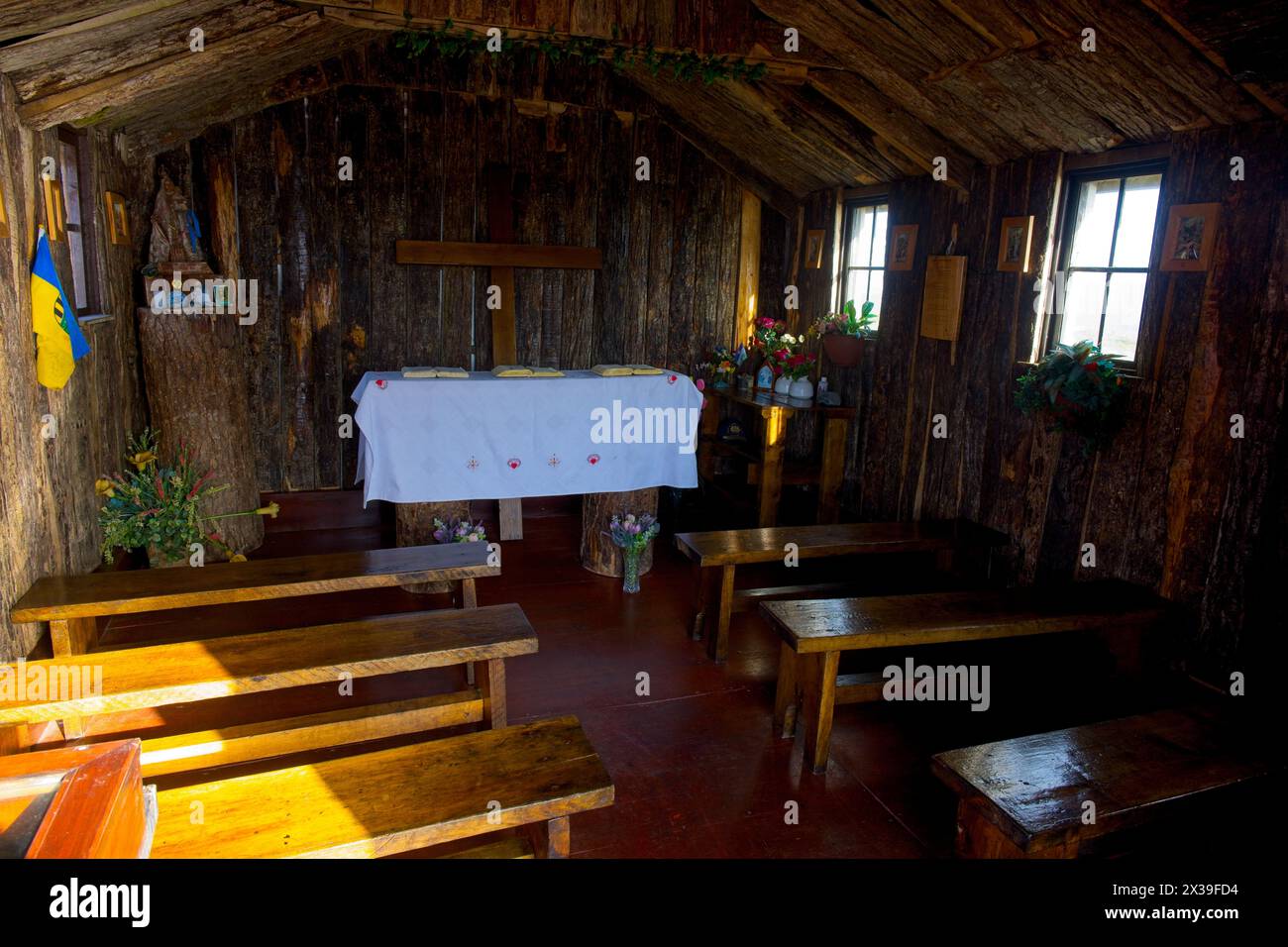The interior of the Stella-Maris Chapel on Cape Horn. The Cape was ...