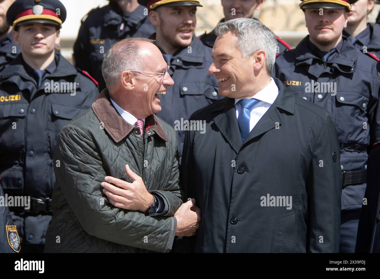 Vienna, Austria. 25th Apr, 2024. AUSTRIA; VIENNA; 20240425; Austrian Chancellor Karl Nehammer (R ...
