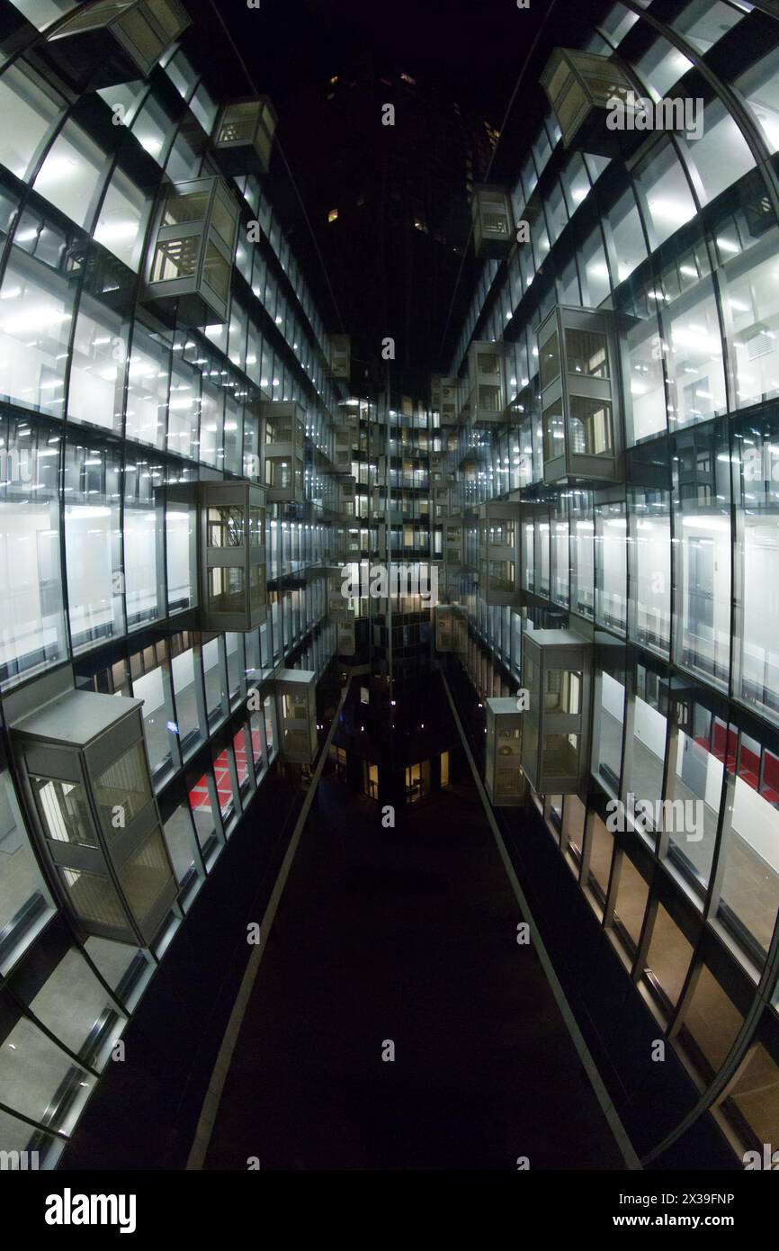 Beautiful illuminated windows with relfection in glass - modern ...