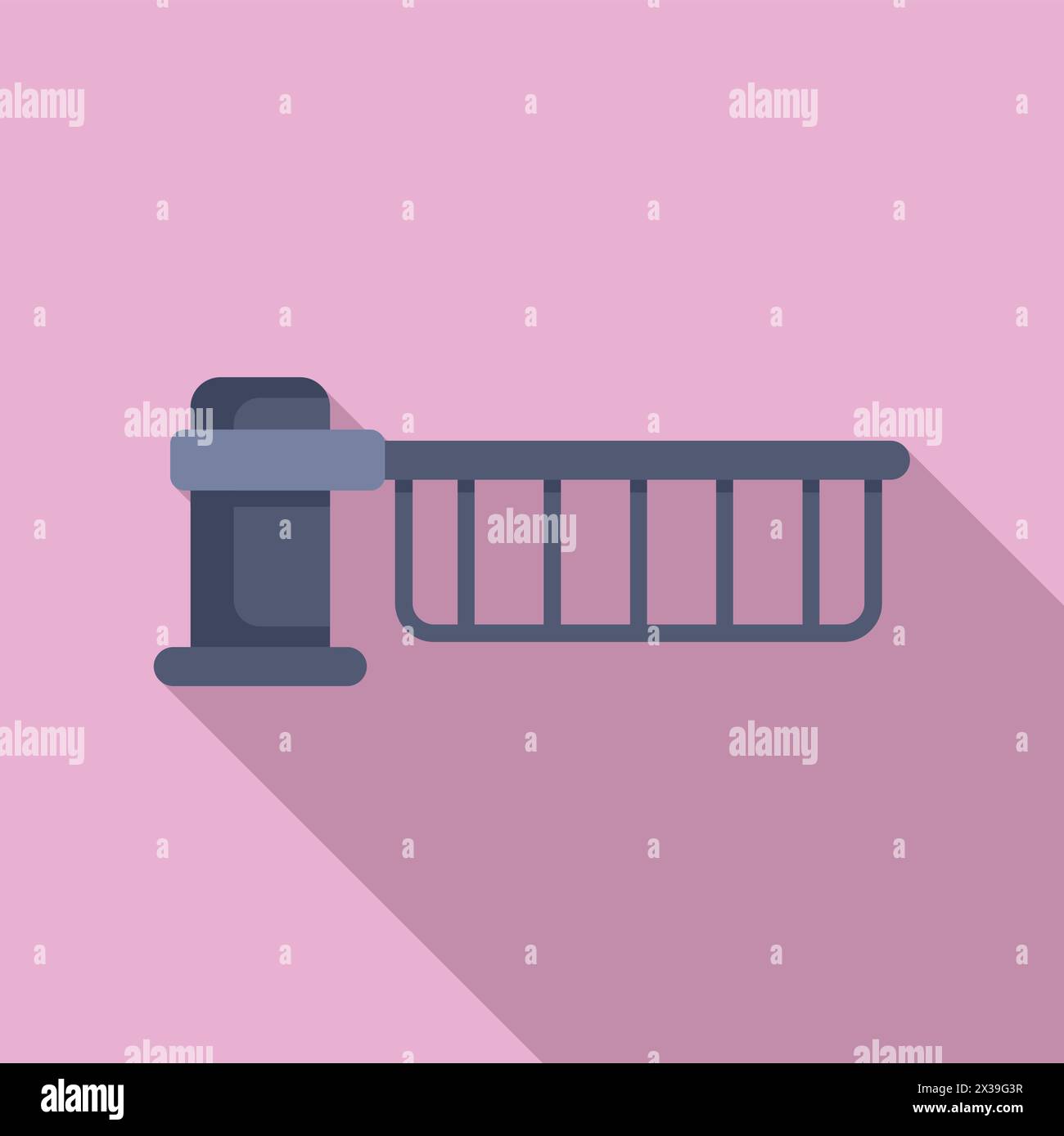 Metal railway crossing barrier icon flat vector. Control pass. Warning ...