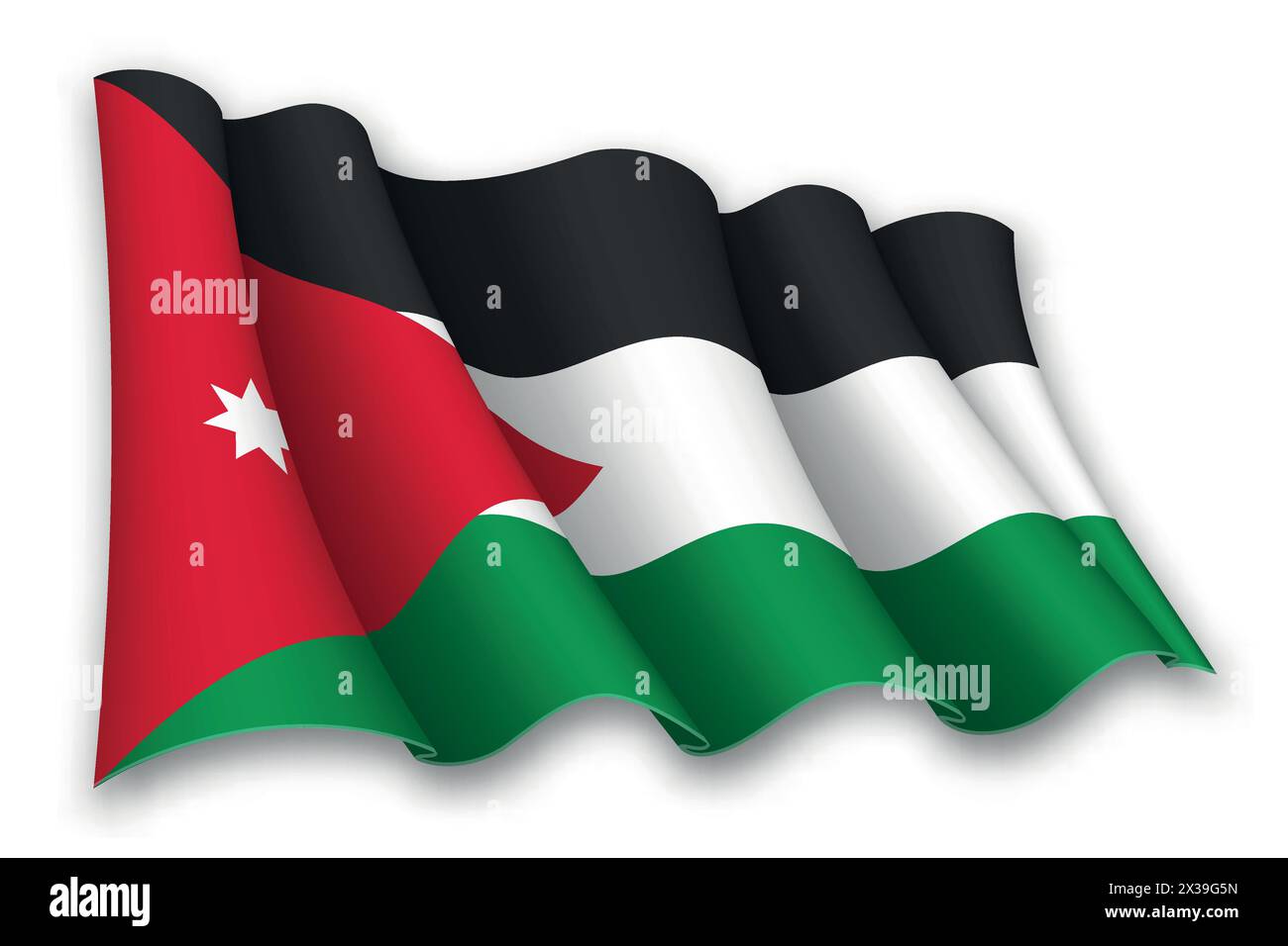 Realistic waving flag of Jordan isolated on white background Stock ...