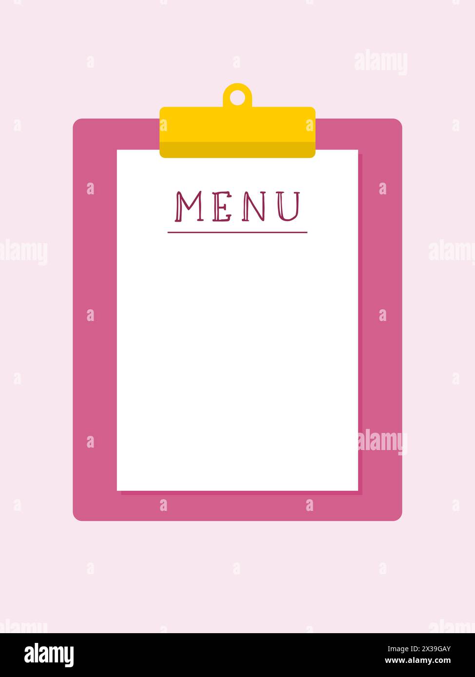 Menu on a clipboard. Blank paper with lunch menu for a restaurant ...