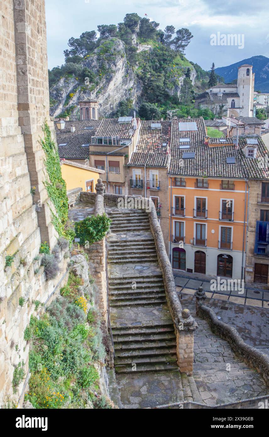 Estella overview from Saint Michael Church staircase, Lizarra, Navarre ...
