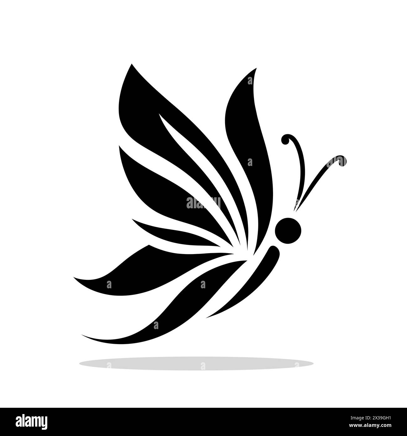 Butterfly icon. Black butterfly silhouette in flat graphic design ...