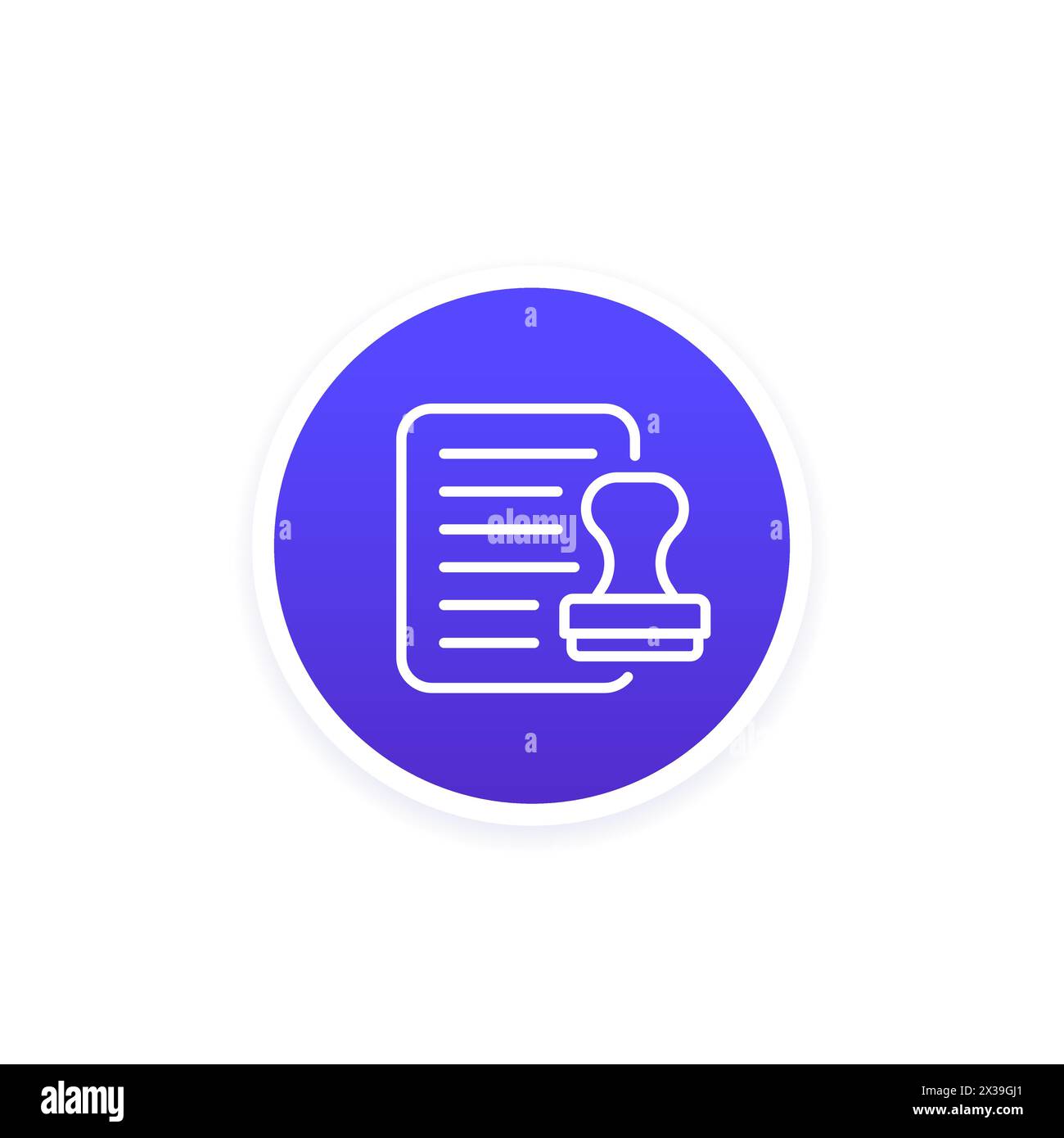notary line icon with a stamp, vector Stock Vector Image & Art - Alamy