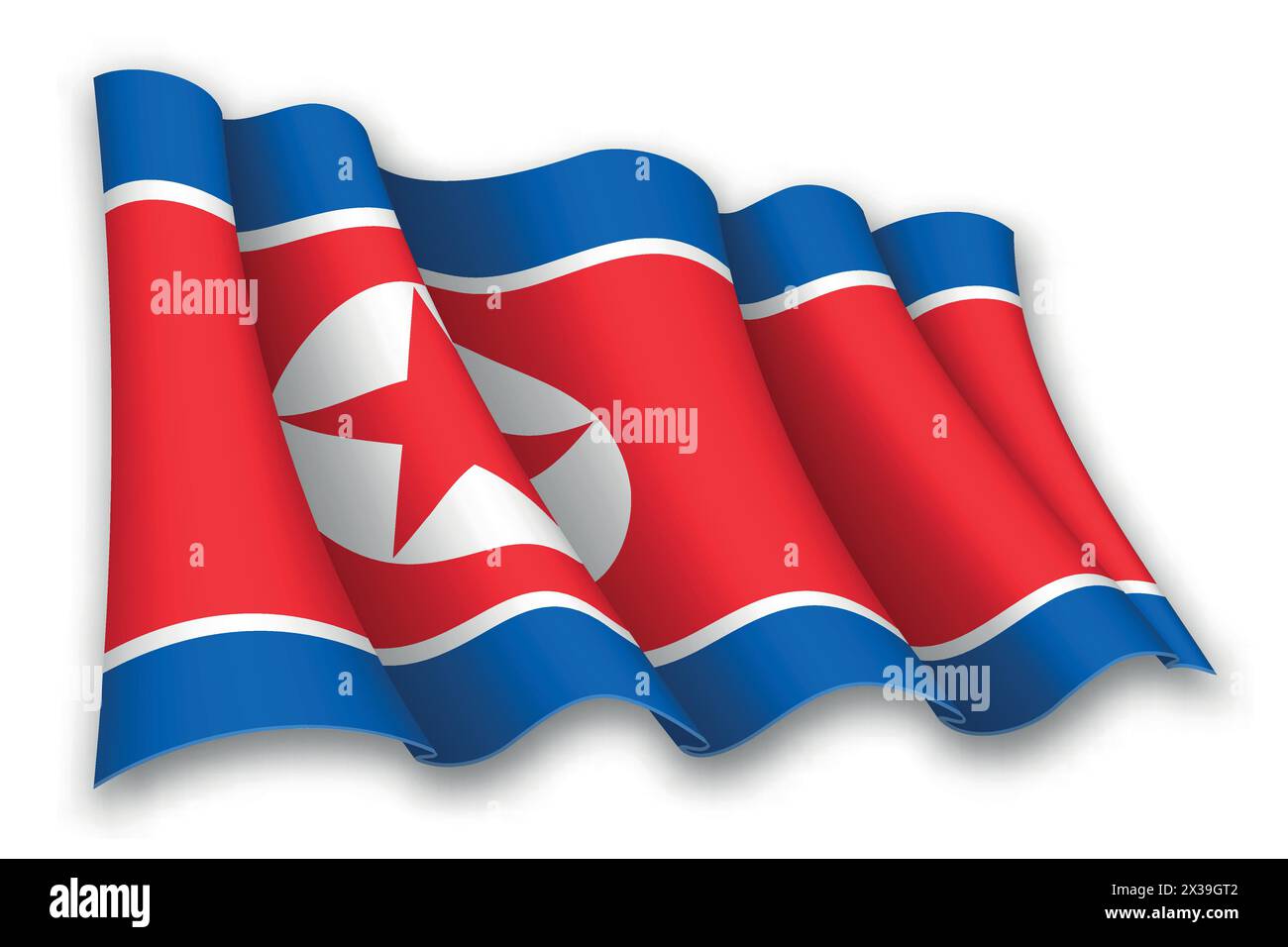 Realistic waving flag of North Korea isolated on white background Stock Vector Image & Art - Alamy