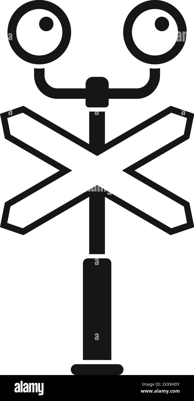 Traffic railroad light and sign icon simple vector. Transport caution ...