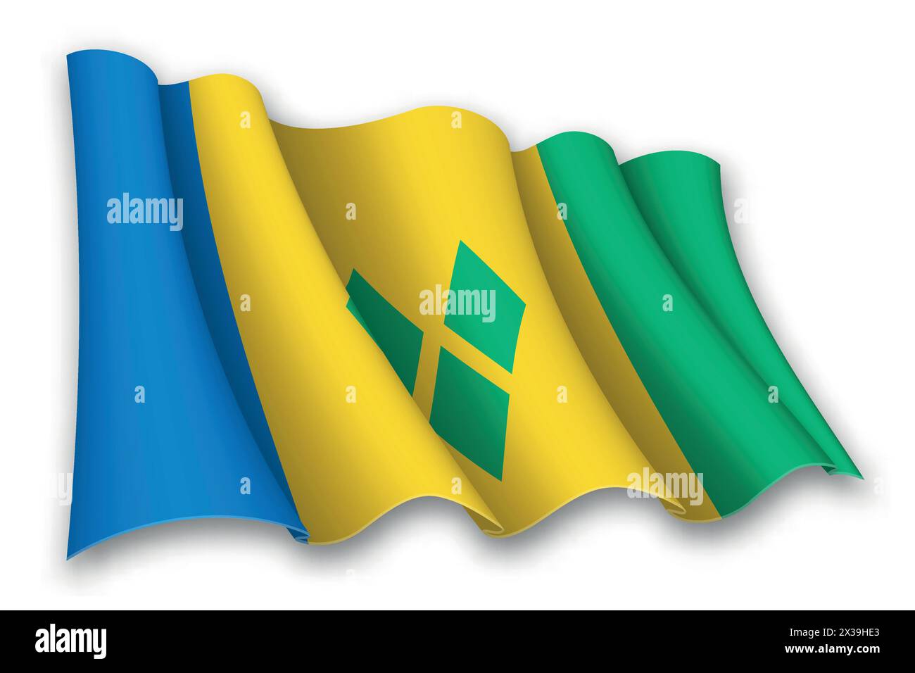 Realistic waving flag of Saint Vincent and the Grenadines isolated on ...