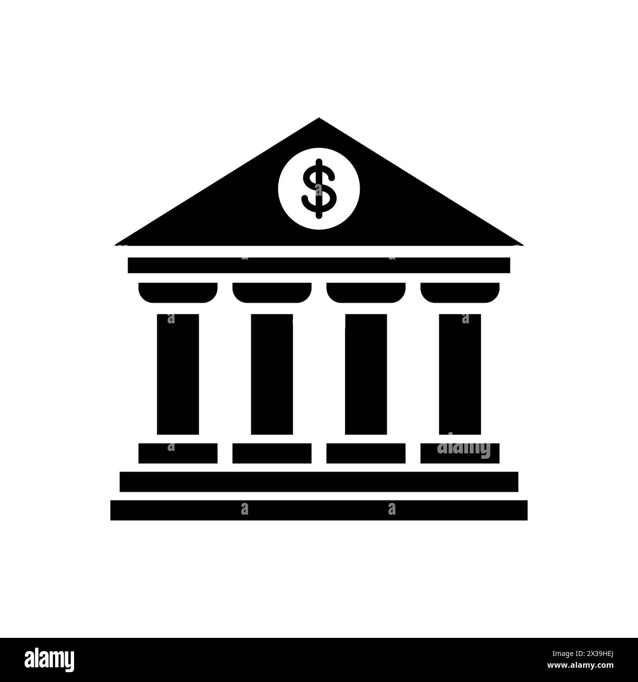 Bank building icon. Black bank building in flat graphic design ...