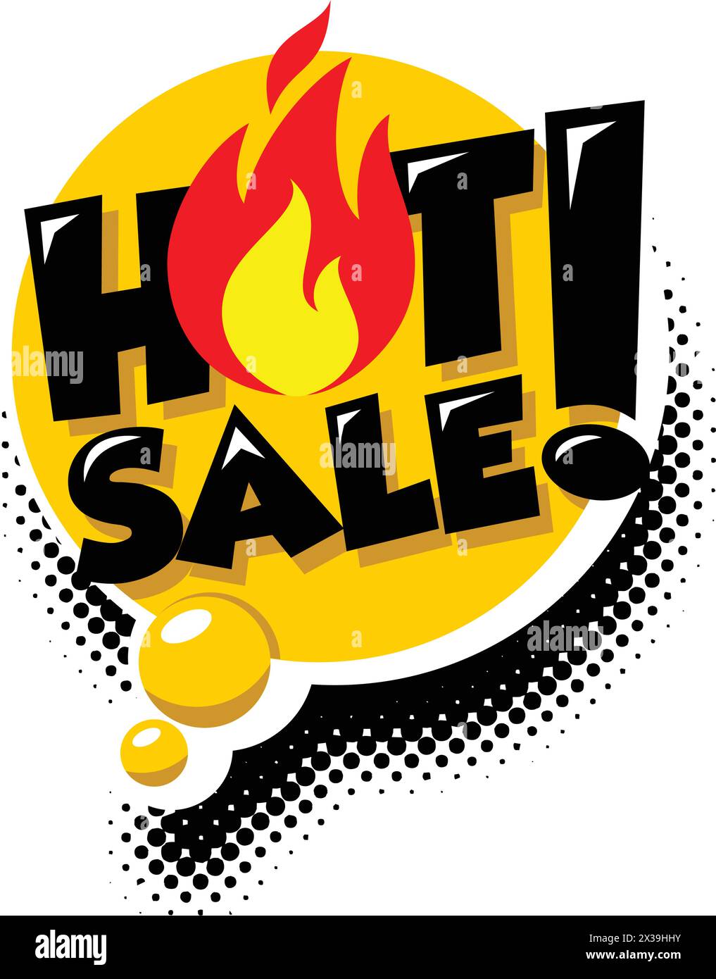 Hot sale sticker in comic style. Hot sale vector symbol on transparent ...
