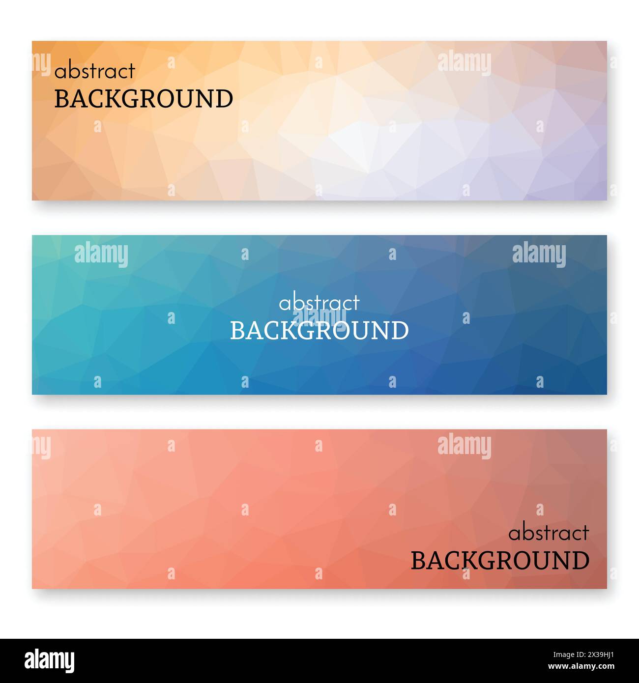 Set of three multi colored banners in low poly art style. Background ...