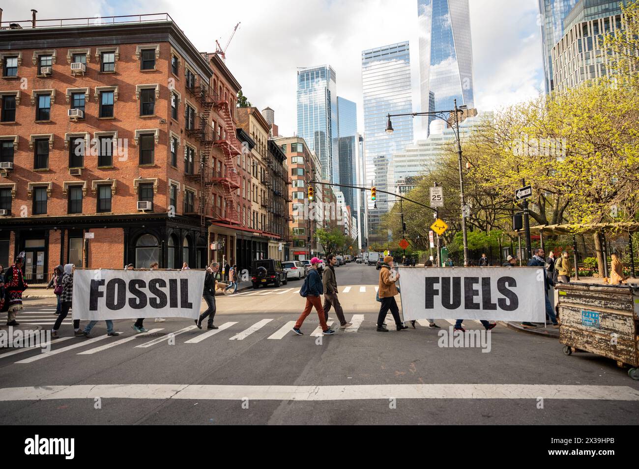 Environmental activists block the entrance to the headquarters of Citi ...