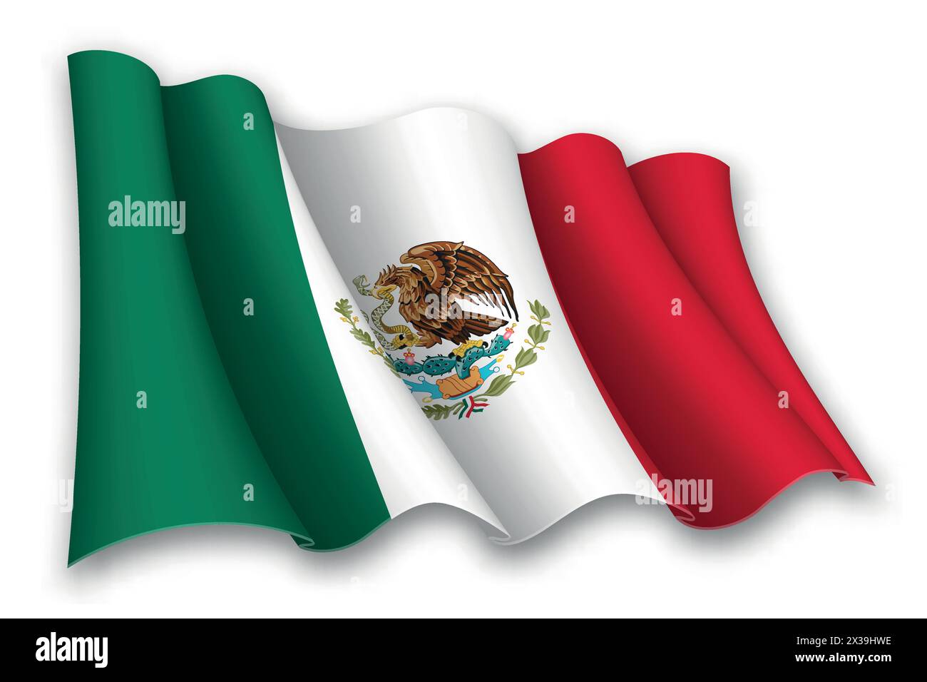 Realistic waving flag of Mexico isolated on white background Stock ...