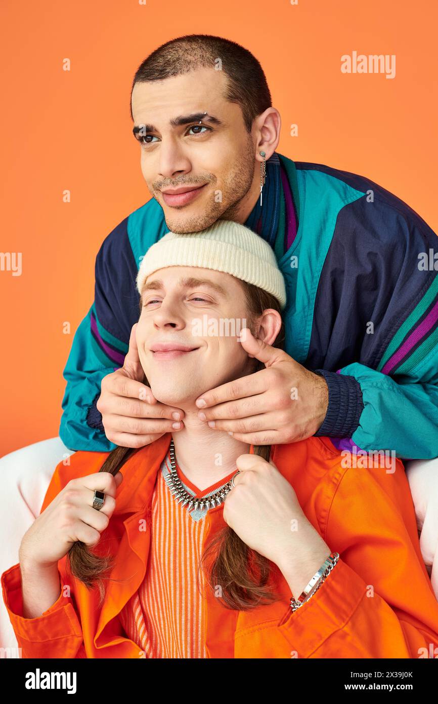 A man balancing on top of another mans head in a creative and artistic ...