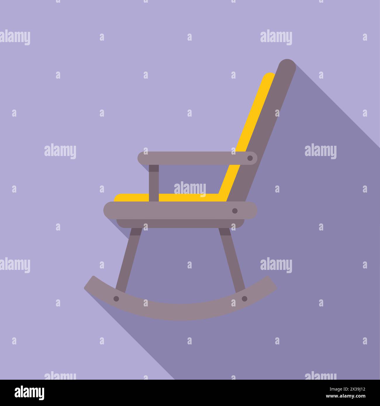 Home rocking chair icon flat vector. Wooden textile material. House ...