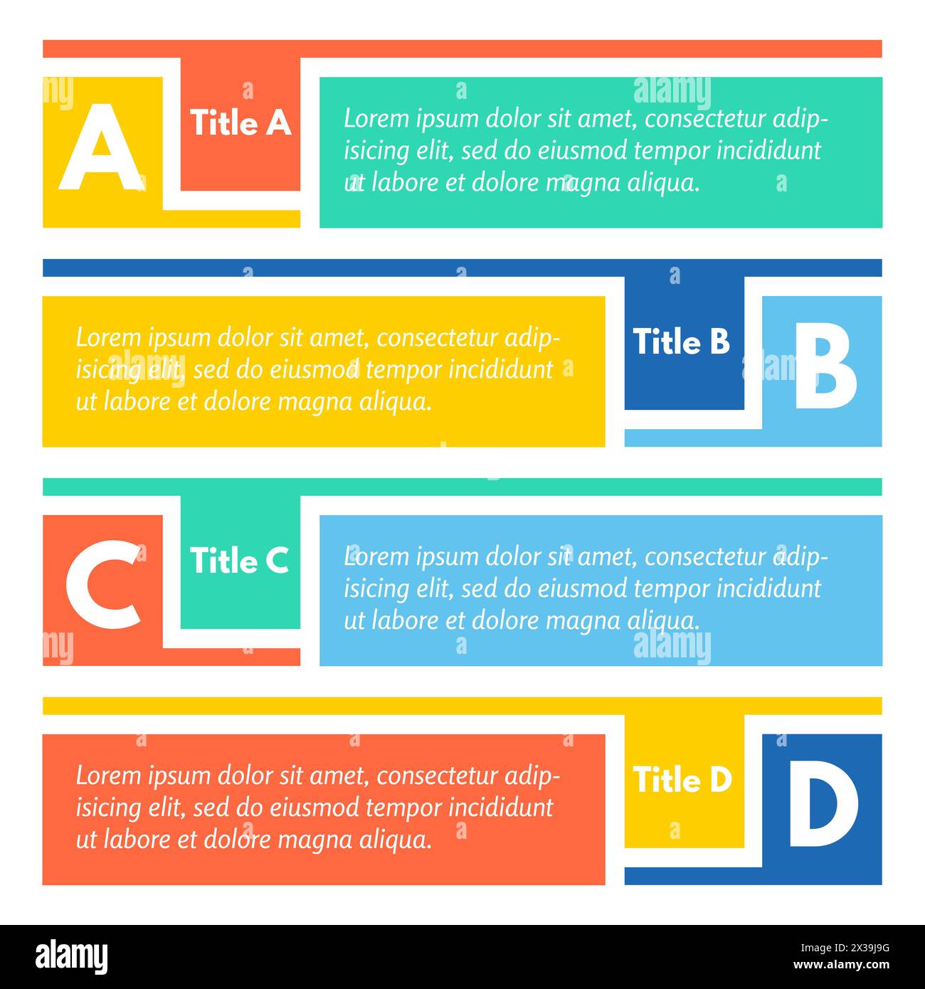 Set of four horizontal colorful options banners. Step by step ...