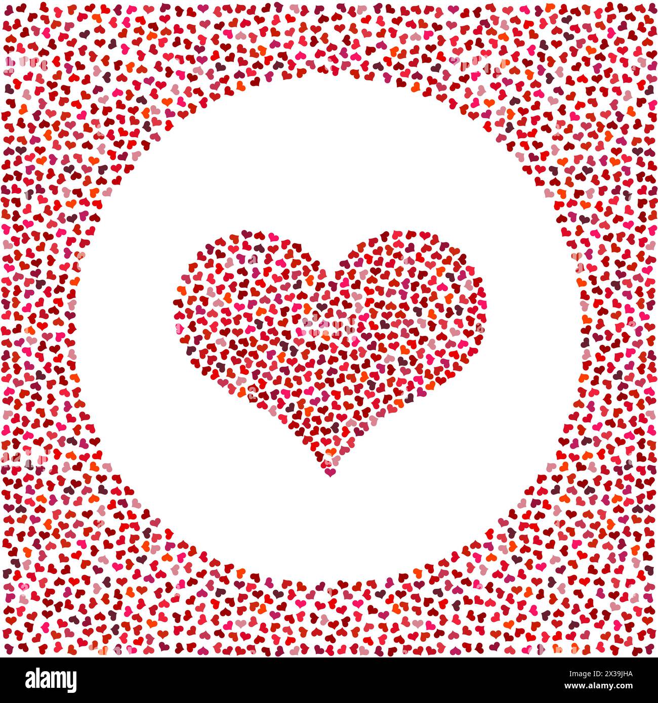 Red heart made of little hearts and little hearts around. Valentines ...