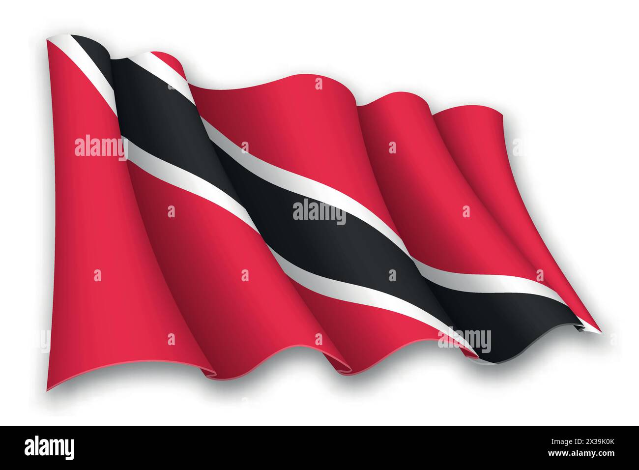 Realistic waving flag of Trinidad and Tobago isolated on white background Stock Vector Image ...