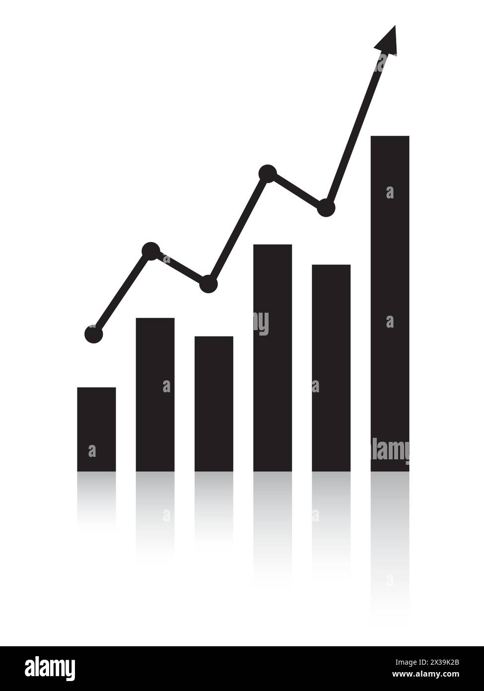 Graph with arrow and increase report. Diagram with the progress of rise ...