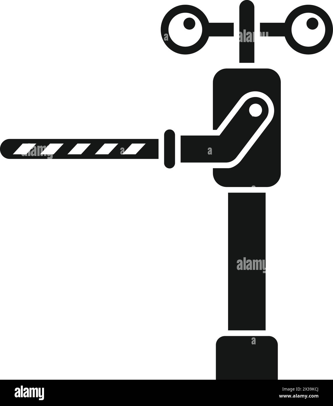 Small railway barrier with lights icon simple vector. Gate sign ...