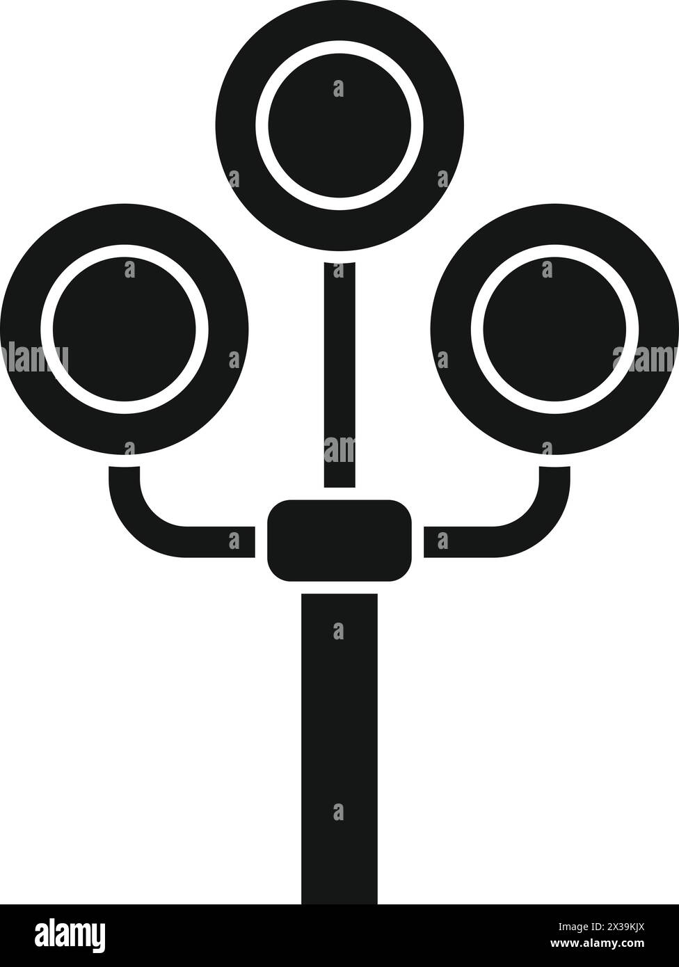 Triple railway lights icon simple vector. Crossing rails. New railroad ...